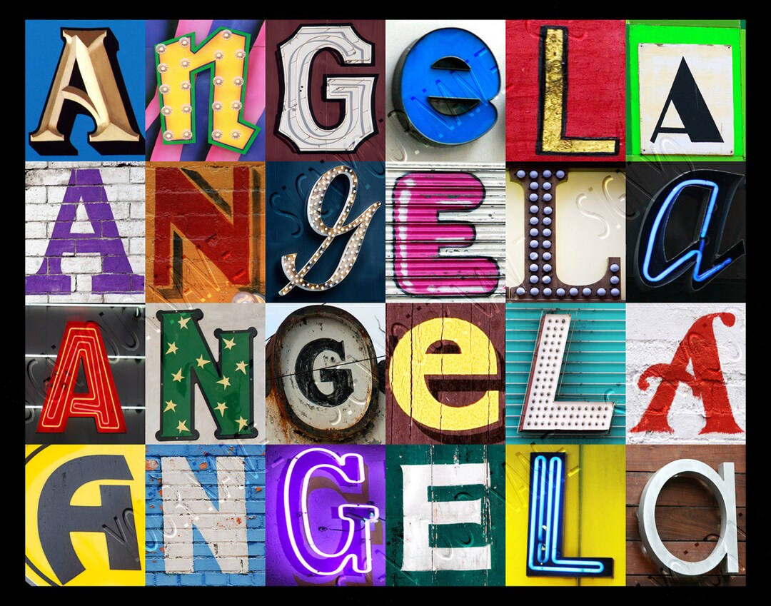 Personalized Poster Featuring ANGELA Showcased in Photos of Letters ...
