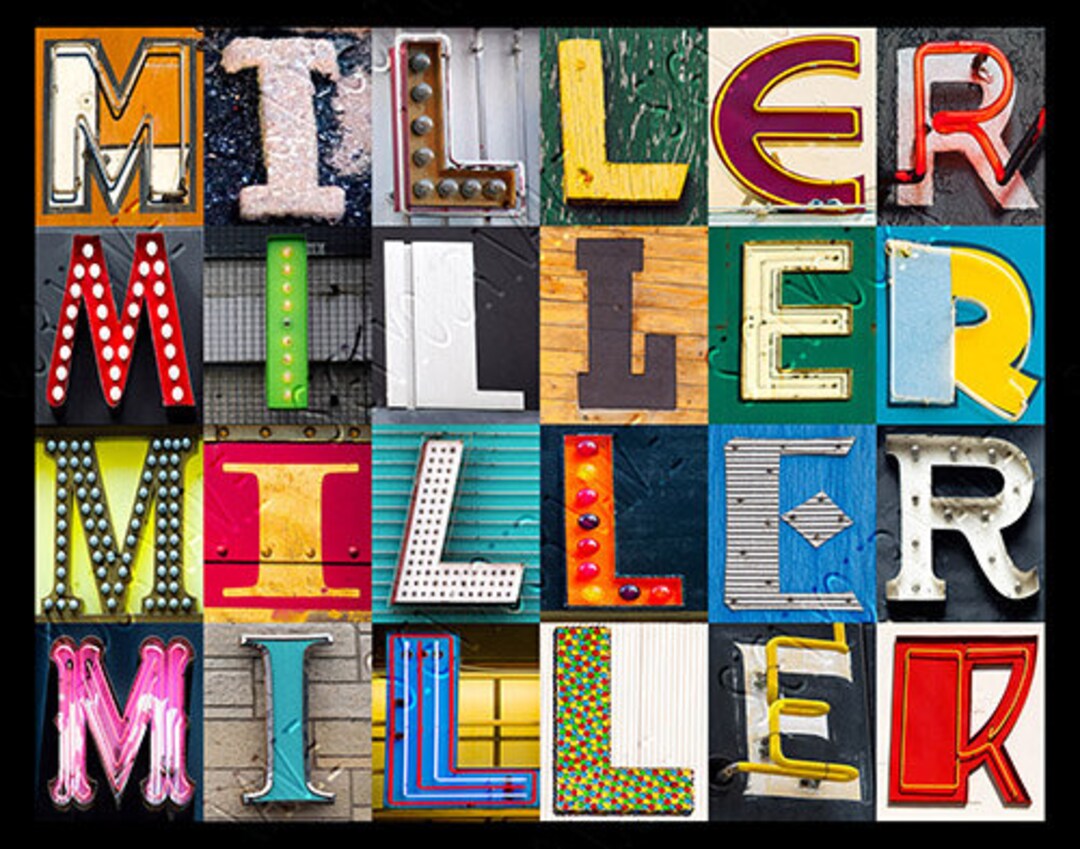 MILLER Personalized Poster Featuring Photos of Letters From Signs ...