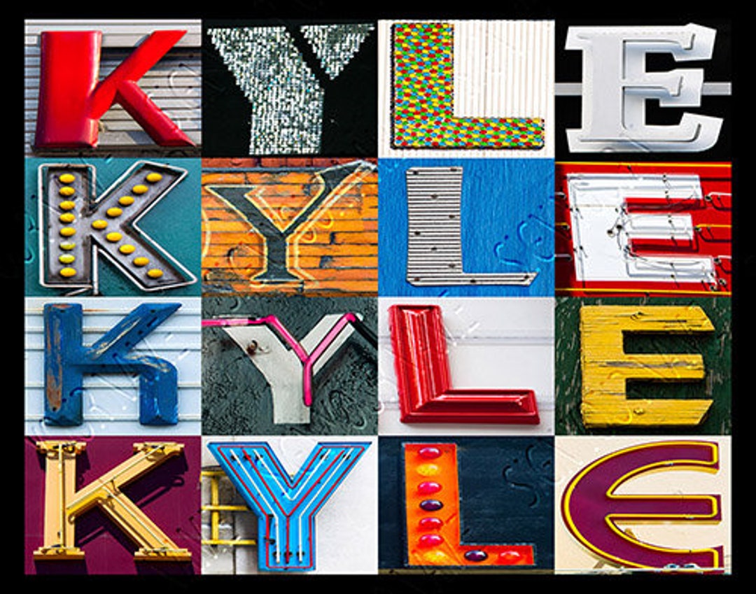 KYLE Personalized Poster Featuring Photos of Sign Letters; Typography ...