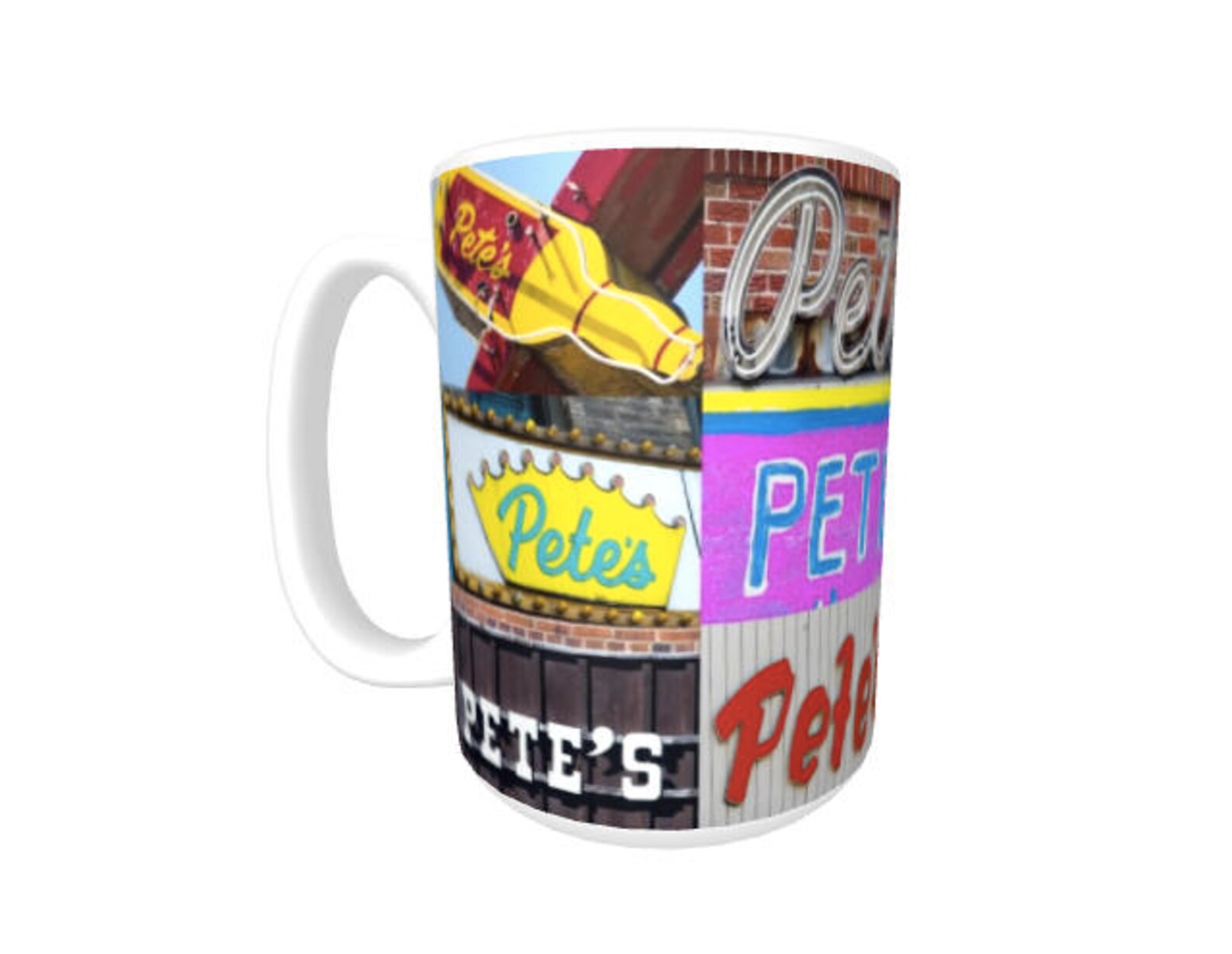 Personalized Coffee Mug Featuring the Name PETE in Photos of - Etsy