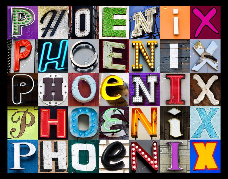 PHOENIX Personalized Poster Featuring Photos of Sign Letters ...