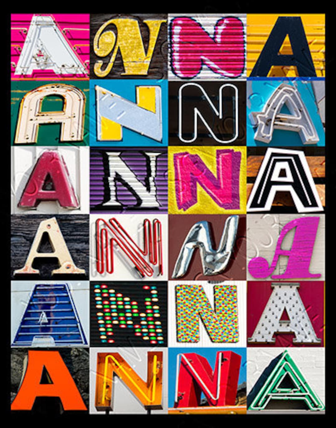 ANNA or ANA Personalized Poster Featuring in Photos of Alphabet Letters ...