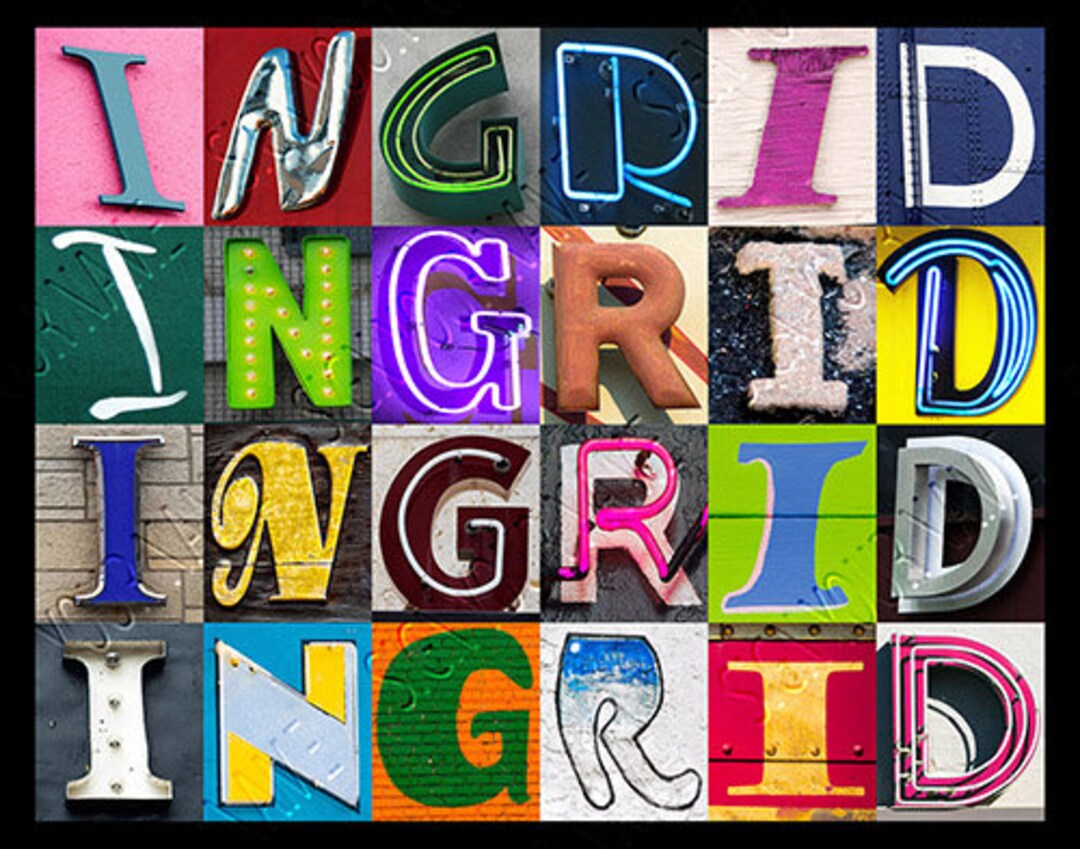 INGRID Personalized Poster Featuring Photos of Letters From Signs ...