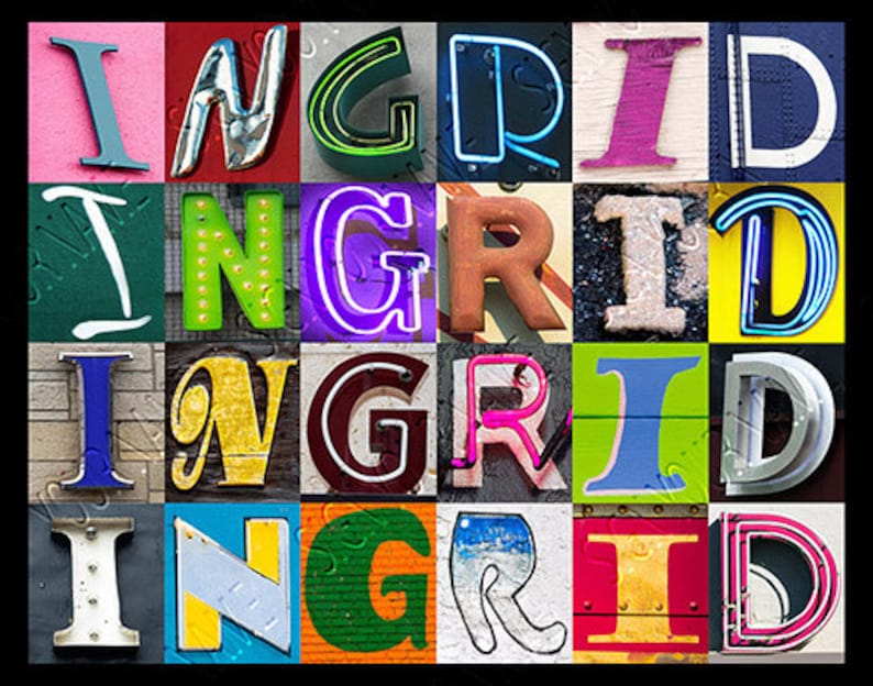 INGRID Personalized Poster Featuring Photos of Letters From Signs ...
