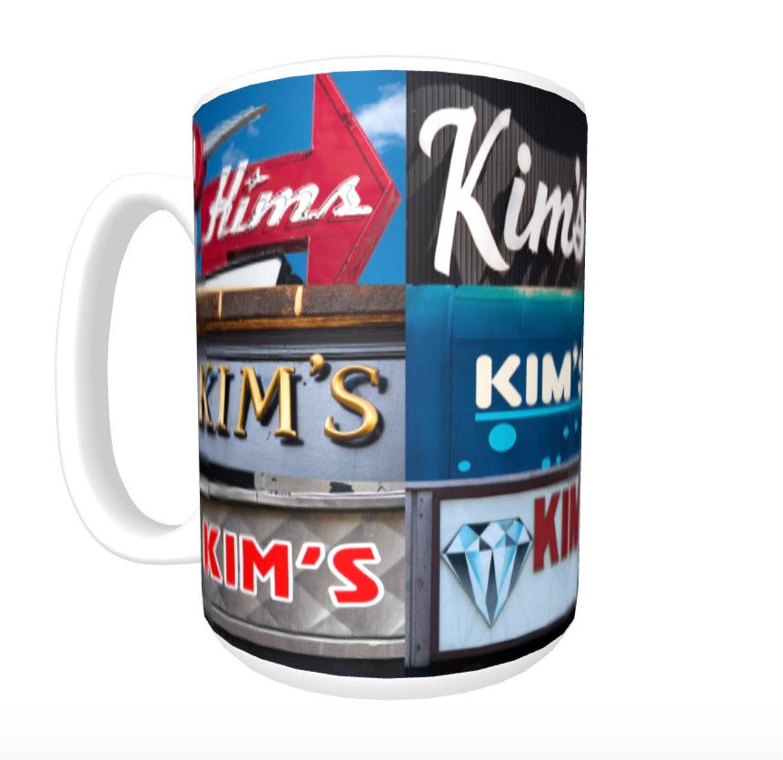 Personalized Coffee Mug Featuring the Name KIM in Photos of Signs ...