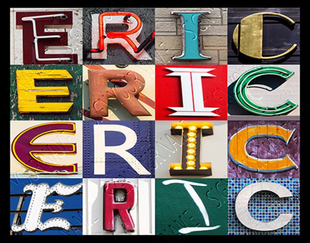 ERIC or ERICH Personalized Poster Featuring Photos of Sign Letters ...