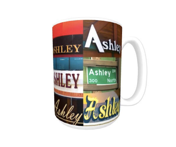 Personalized Coffee Mug Featuring the Name ASHLEY in Photos of | Etsy