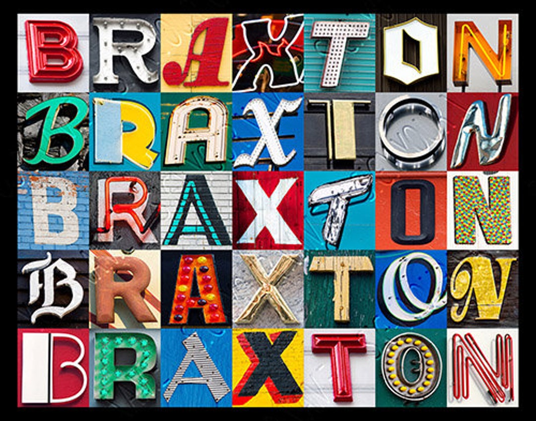 BRAXTON or BRAXTEN Personalized Poster Featuring Photos of Letters From ...