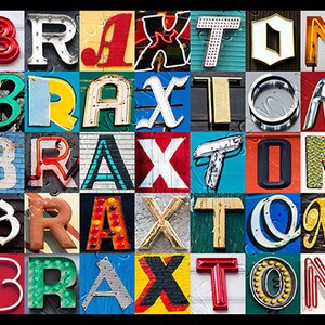 BRAXTON or BRAXTEN Personalized Poster Featuring Photos of Letters From ...