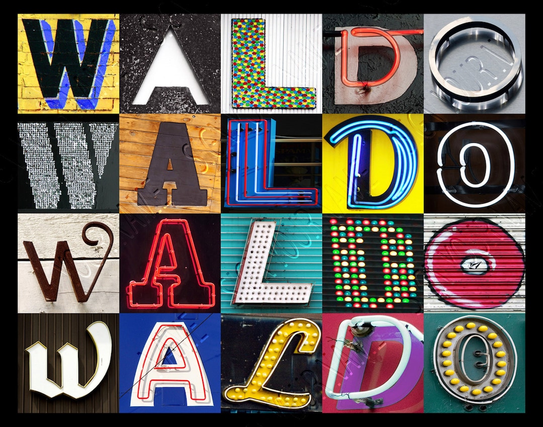 Personalized Poster Featuring WALDO in Photos of Alphabet Letters From ...