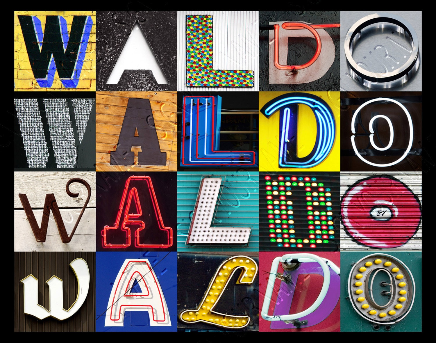 Personalized Poster Featuring WALDO in Photos of Alphabet Letters From ...