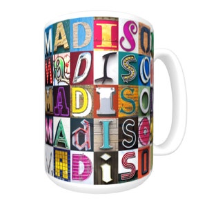 MADISON Personalized Coffee Mug Featuring the Name in Sign Letter ...