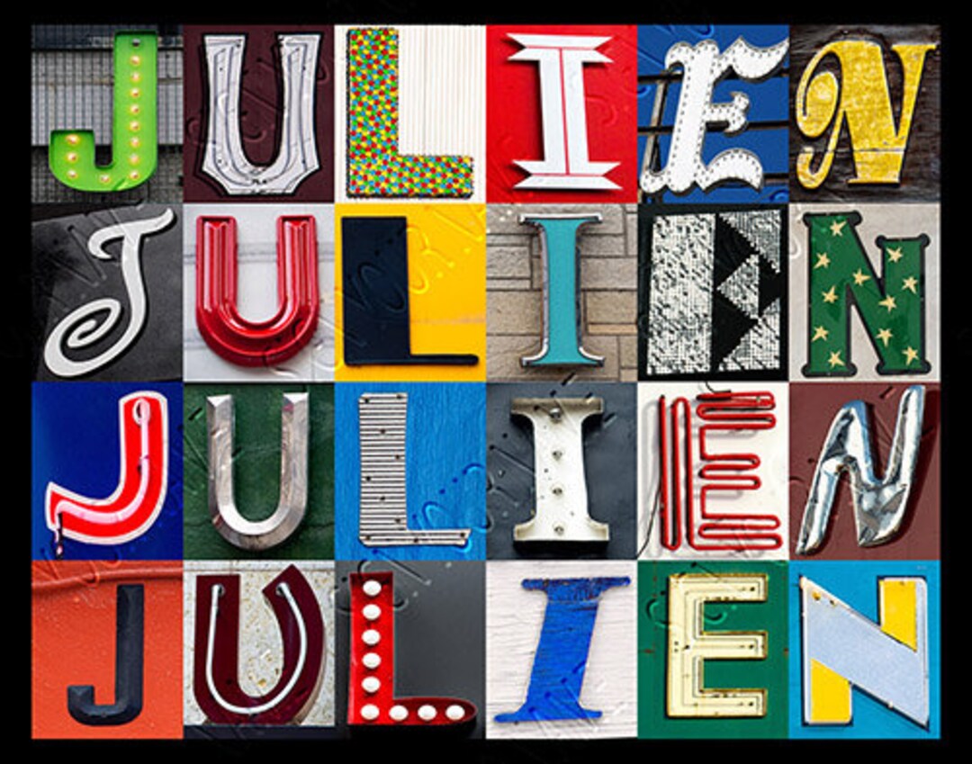 JULIEN Personalized Poster Featuring Photos of Letters From Signs ...