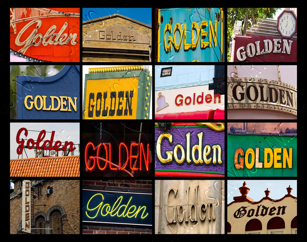 Personalized Poster Featuring the Name GOLDEN Showcased in Photos of ...