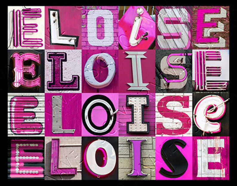 ELOISE Personalized Poster Featuring Photos of Sign Letters; Typography ...