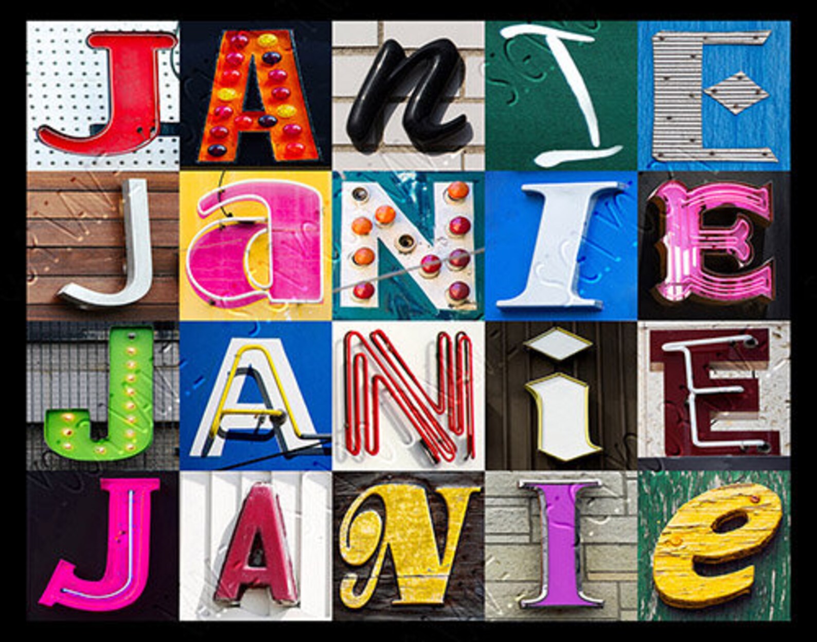 Personalized Poster Featuring JANIE in Photos of Alphabet - Etsy