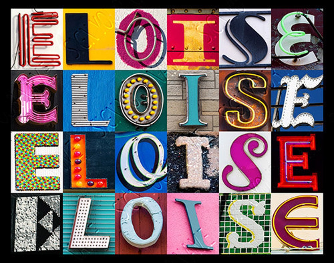 ELOISE Personalized Poster Featuring Photos of Sign Letters; Typography ...