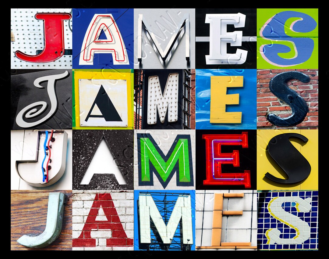 JAMES Personalized Poster Featuring Photos of Alphabet Letters From ...