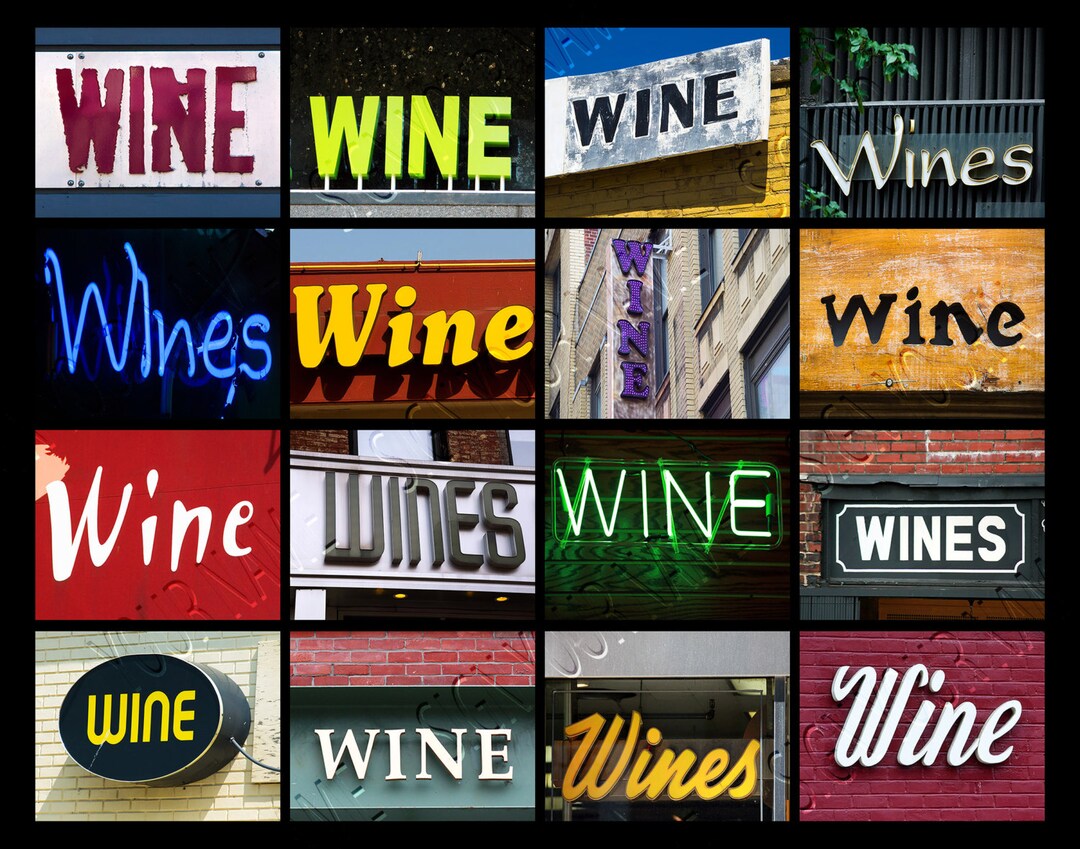 Personalized Poster Featuring the Word WINE Showcased in Photos of ...