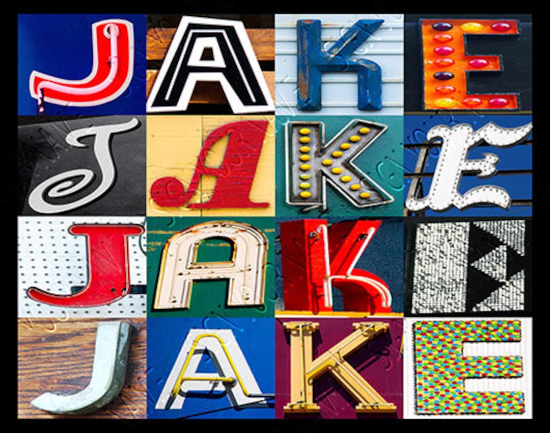 JAKE Personalized Poster Featuring the Name Showcased in Photos of Sign ...