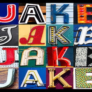 JAKE Personalized Poster Featuring the Name Showcased in Photos of Sign ...
