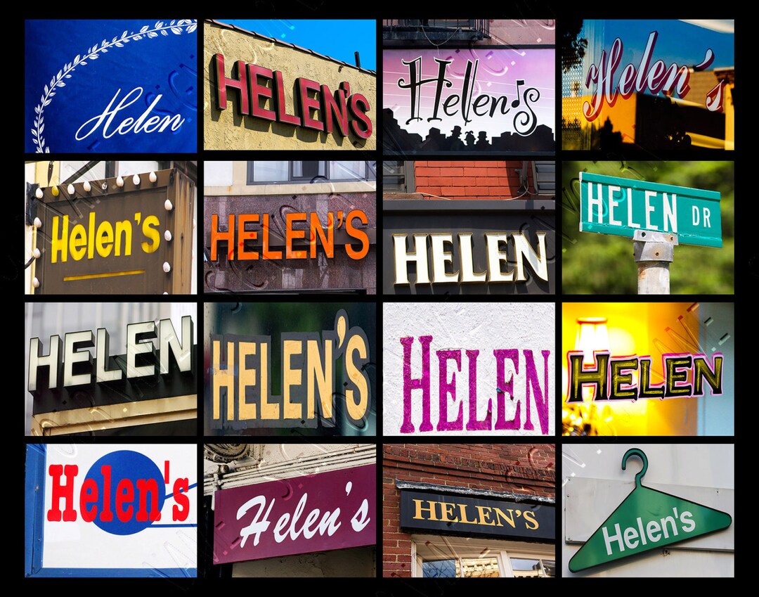 Personalized Poster Featuring HELEN Showcased in Photos of Actual Signs ...