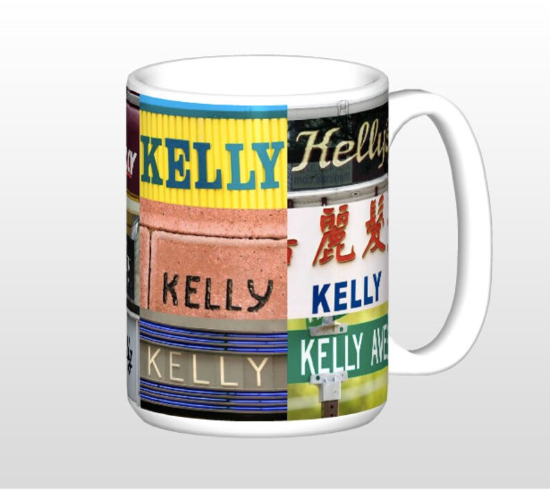 Personalized Coffee Mug Featuring the Name KELLY in Photos of - Etsy