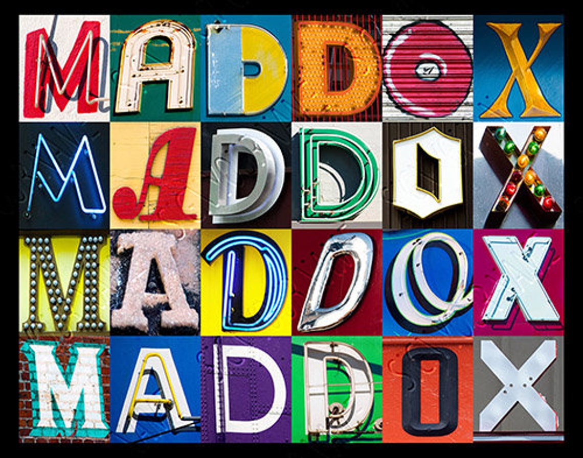 MADDOX Personalized Poster Featuring Photos of Sign Letters - Etsy