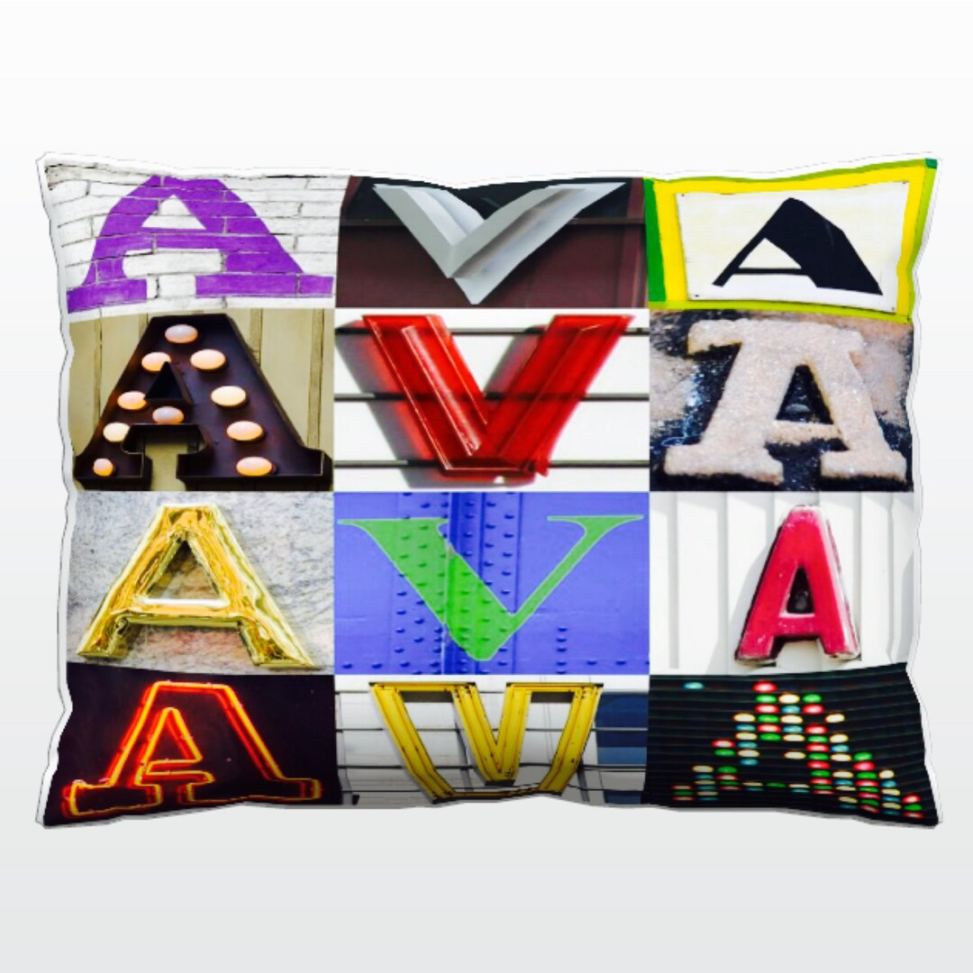AVA Personalized Pillow Featuring Photos of Sign Letters; Custom Couch ...
