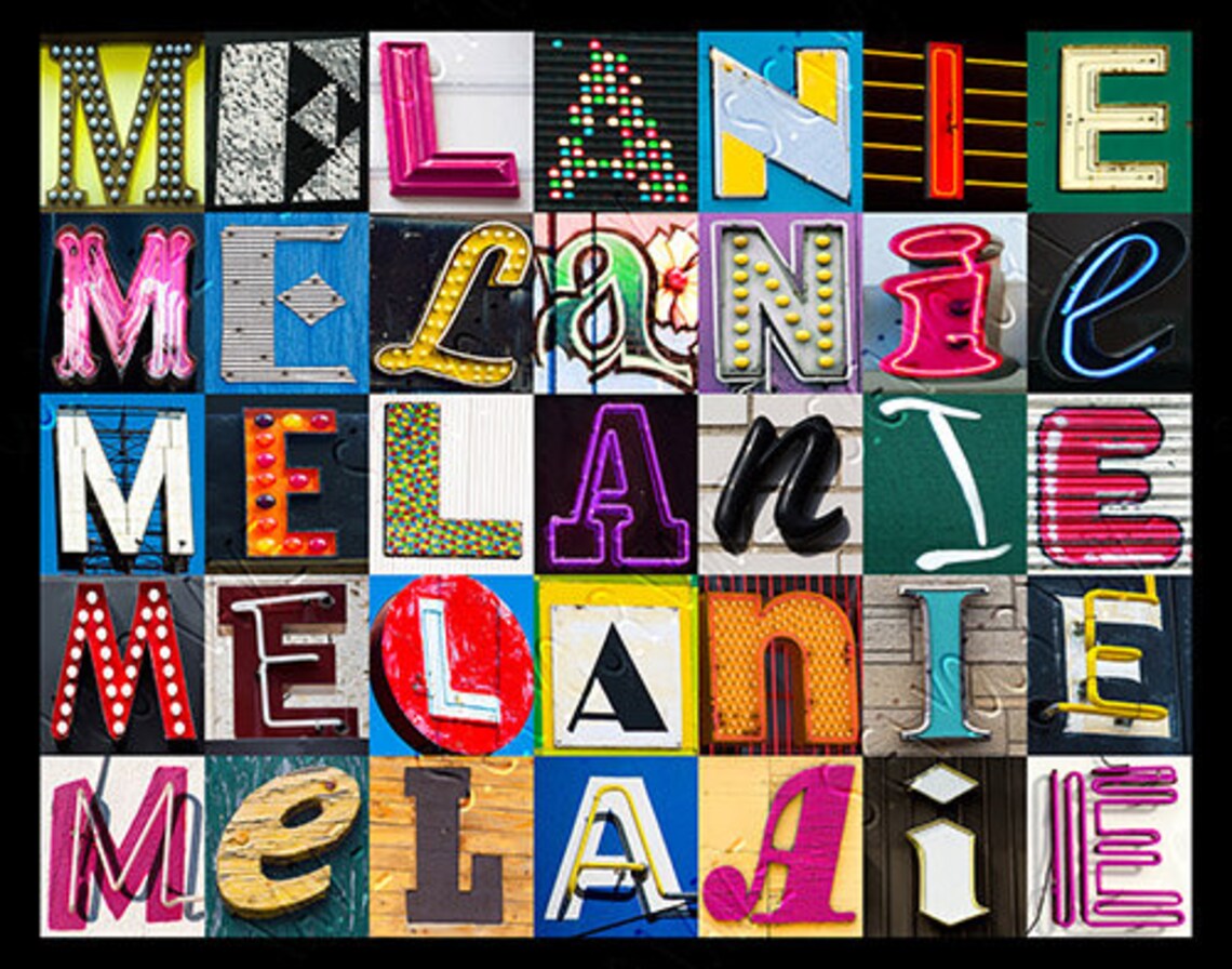MELANIE Personalized Poster Featuring Photos of Letters From Signs ...