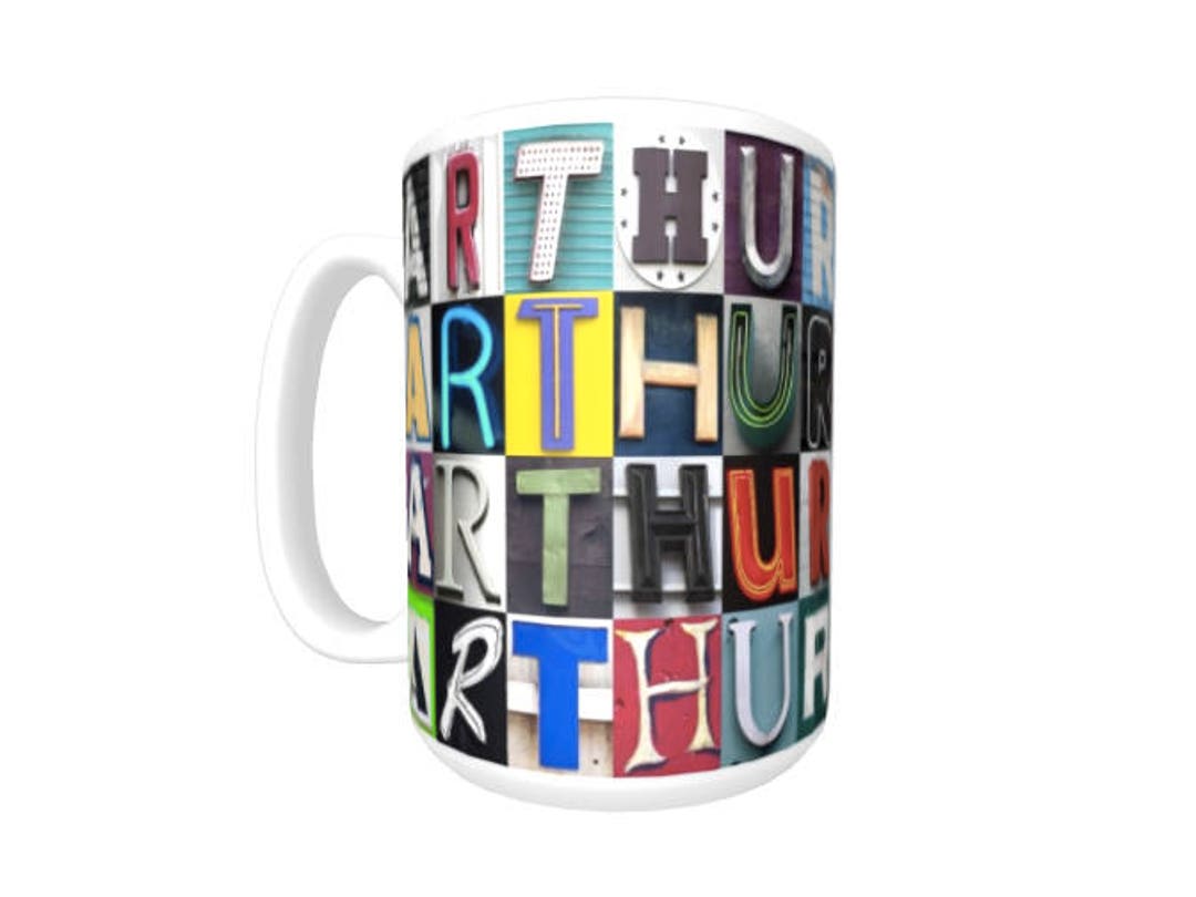 Personalized Coffee Mug Featuring the Name ARTHUR in Sign Letter Photos ...