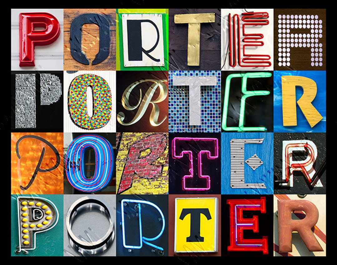 Personalized Poster Featuring PORTER Showcased in Photos of Letters ...
