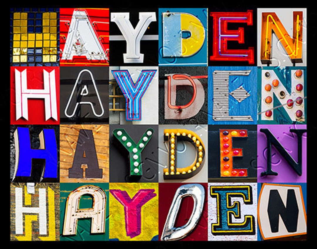 HAYDEN Personalized Poster Featuring Photos of Letters From Signs ...