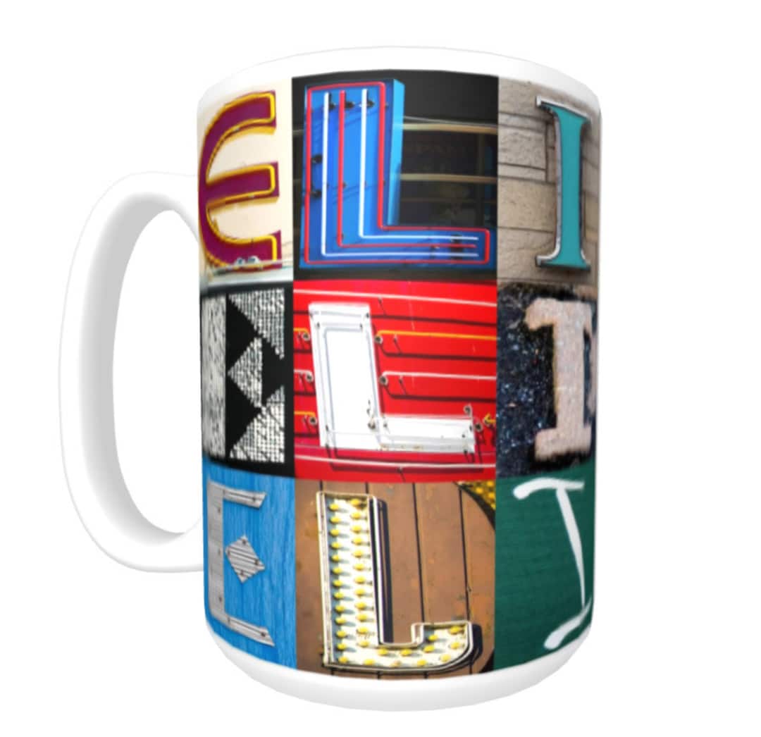 ELI Personalized Coffee Mug Featuring the Name in Sign Letter Photos ...