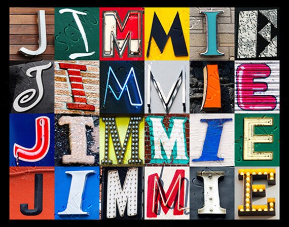 JIMMIE Personalized Poster featuring photos of letters from | Etsy