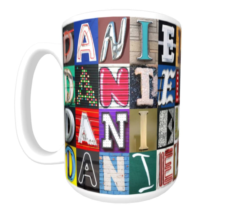DANIEL Personalized Coffee Mug featuring the name in sign | Etsy