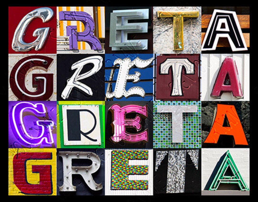 GRETA Personalized Poster Featuring Photos of Letters From Actual Signs ...