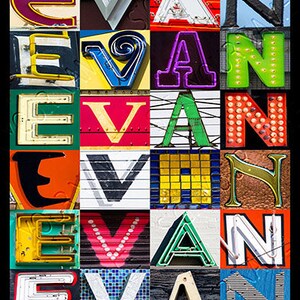 EVAN or EVANS Personalized Poster Featuring Photos of Alphabet Letters ...