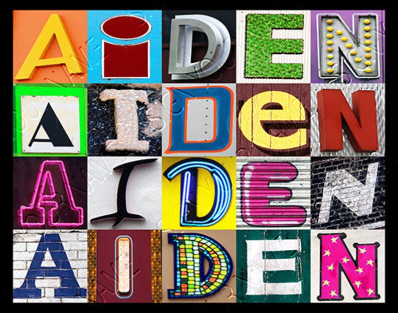 AIDEN or AYDEN Personalized Poster Featuring Photos of Letters From ...