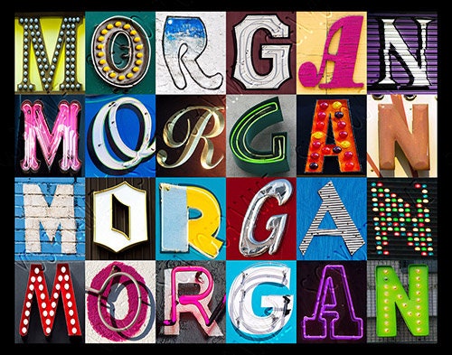 Personalized Poster Featuring MORGAN Showcased in Photos of Letters ...