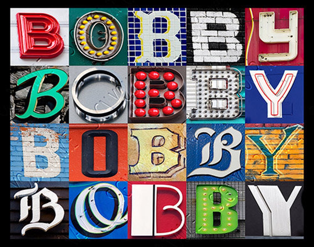BOBBY Personalized Poster Featuring Photos of Letters From Signs ...