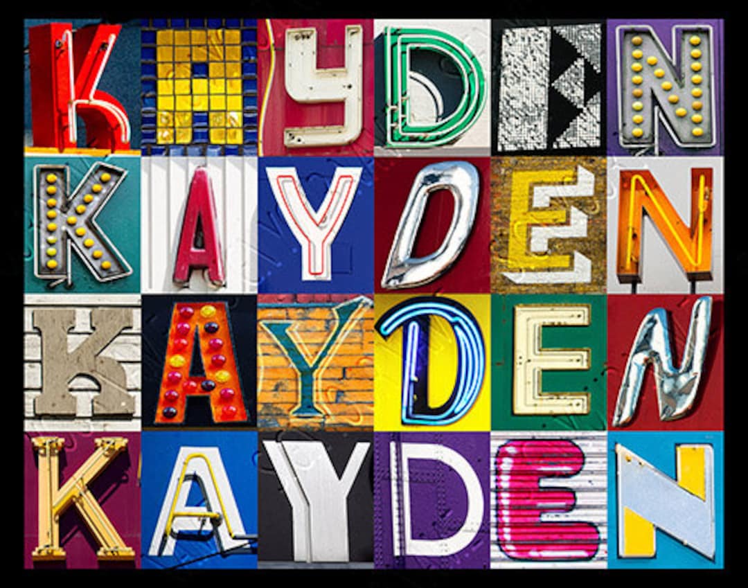 KAYDEN Personalized Poster Featuring Photos of Letters From Signs ...