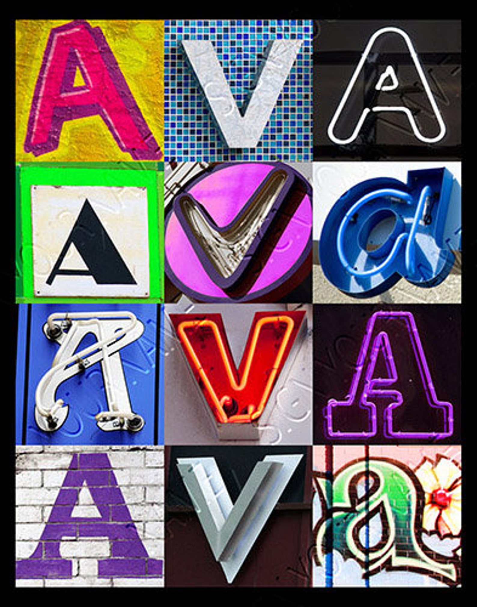 AVA Personalized Poster Featuring Photos of Sign Letters; Typography ...