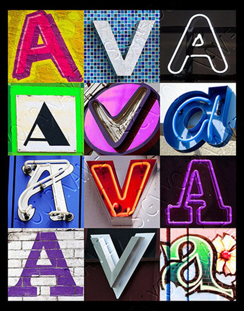 AVA Personalized Poster Featuring Photos of Sign Letters; Typography ...