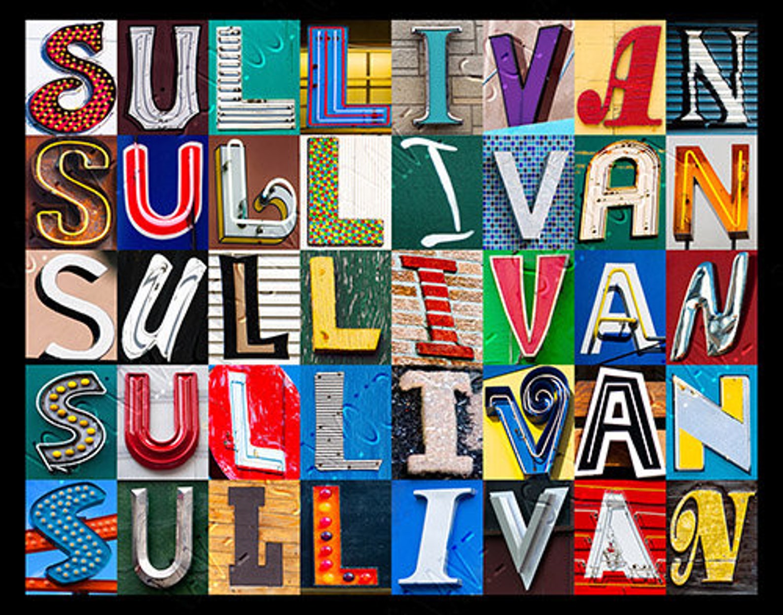 SULLIVAN Personalized Poster Featuring Photos of Sign Letters ...