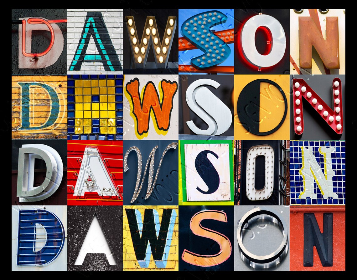 Personalized Poster Featuring DAWSON in Photos of Alphabet Letters From ...