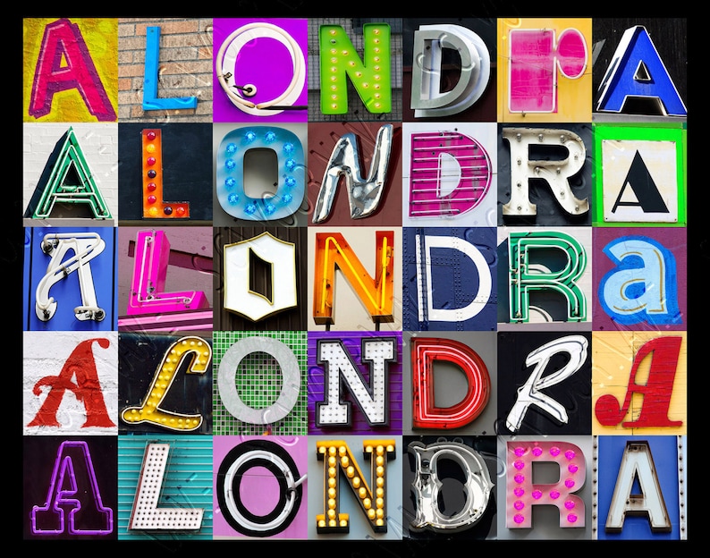 Personalized Poster Featuring ALONDRA in Photos of Alphabet Letters ...