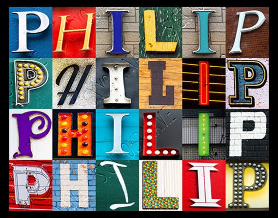 PHILIP Personalized Poster Featuring Photos of Letters From | Etsy