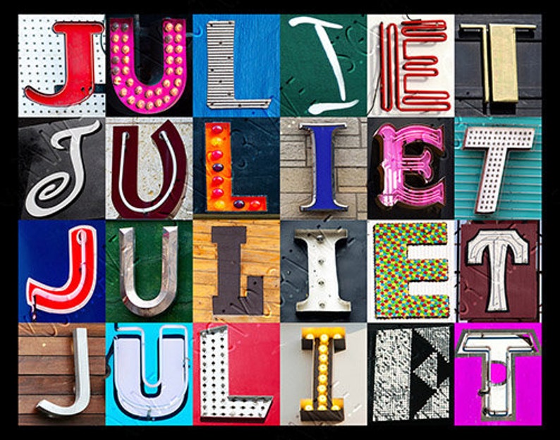 JULIET Personalized Poster Featuring the Name Showcased in Photos of ...