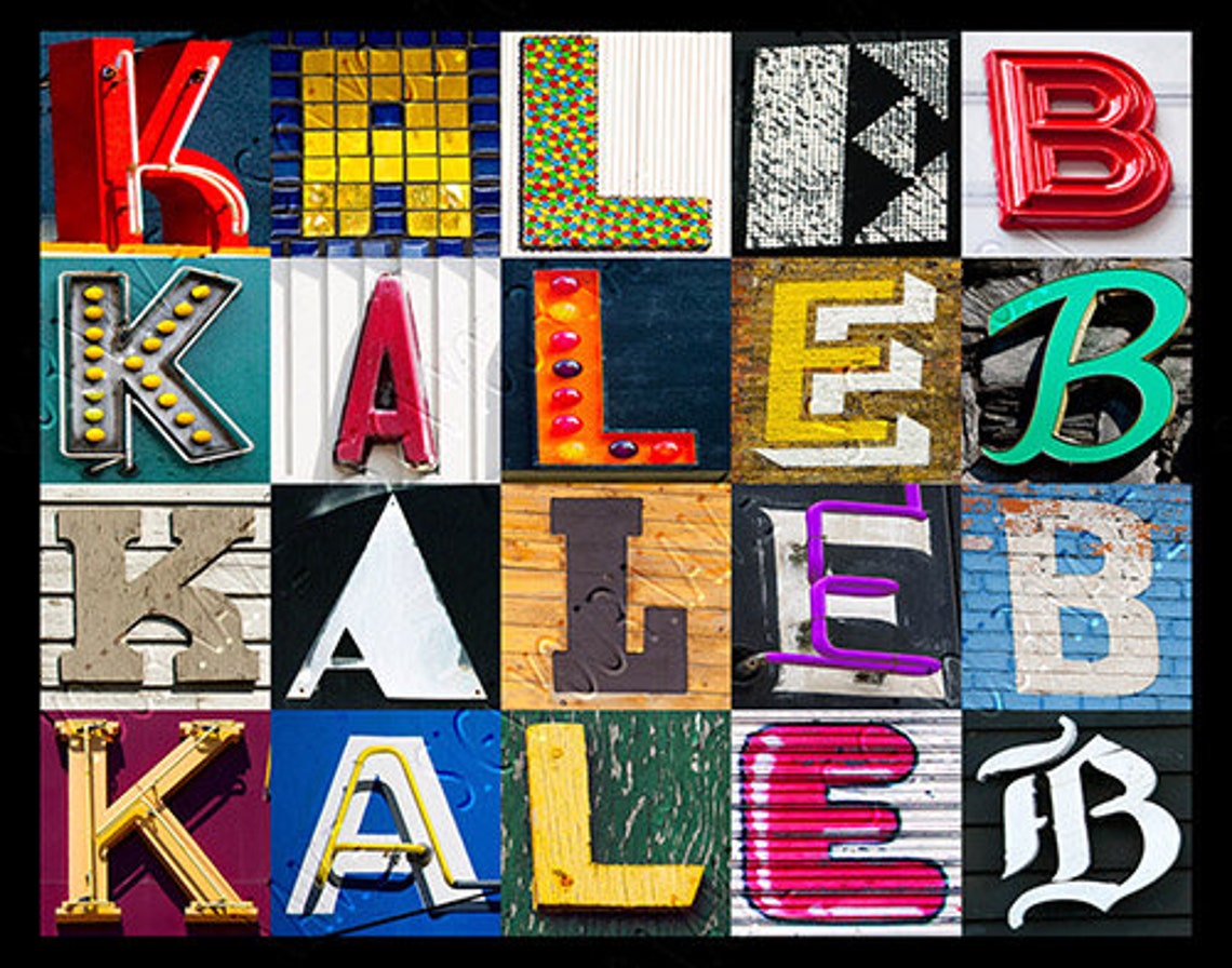 CALEB or KALEB Personalized Poster Featuring Photos of Letters - Etsy